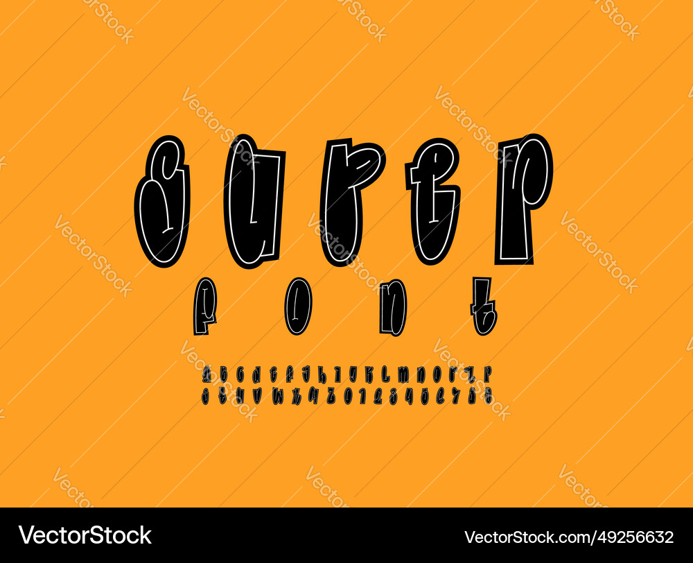 Graffiti font comic alphabet in the super style Vector Image