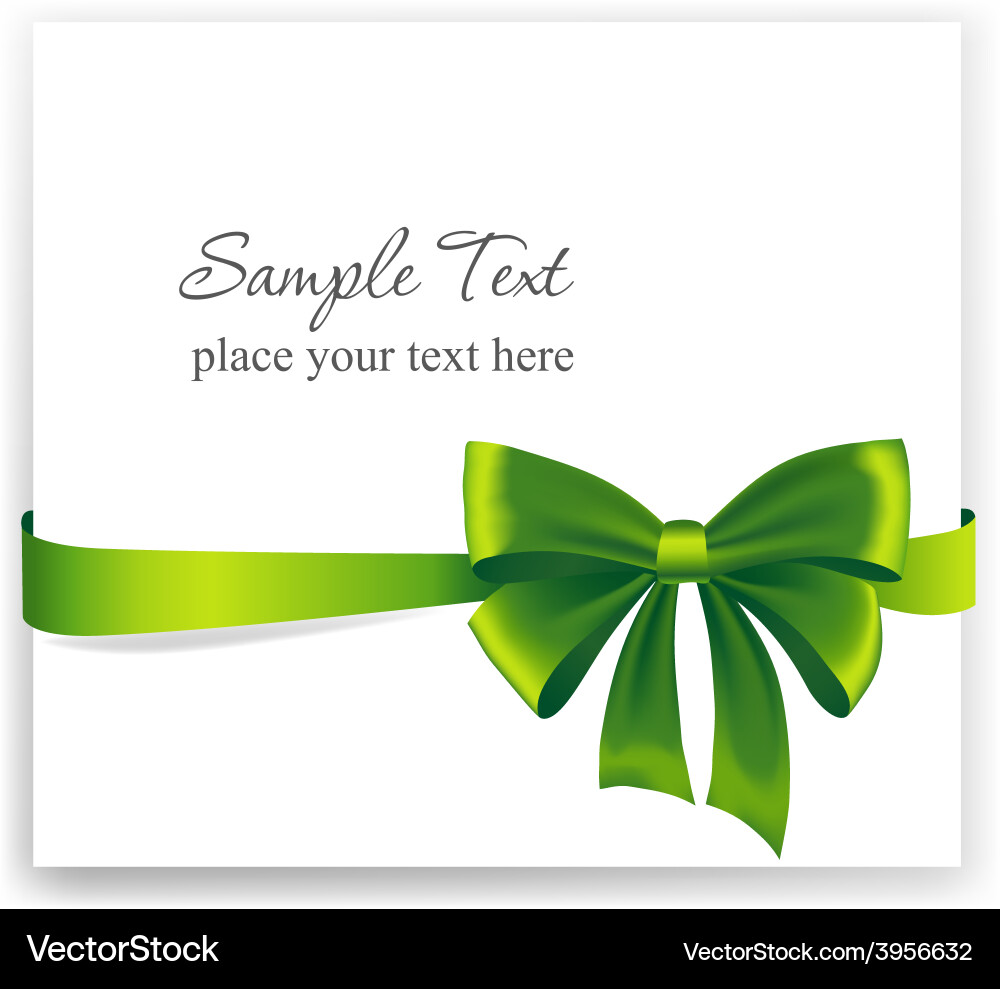 Greeting card with a green ribbon Royalty Free Vector Image
