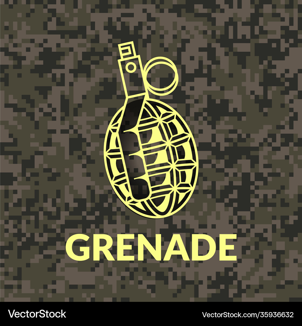 Isolated hand grenade on urbanistic camouflage Vector Image