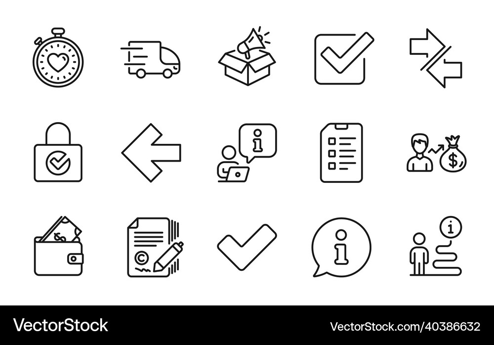 Line icons set included icon as copywriting Vector Image