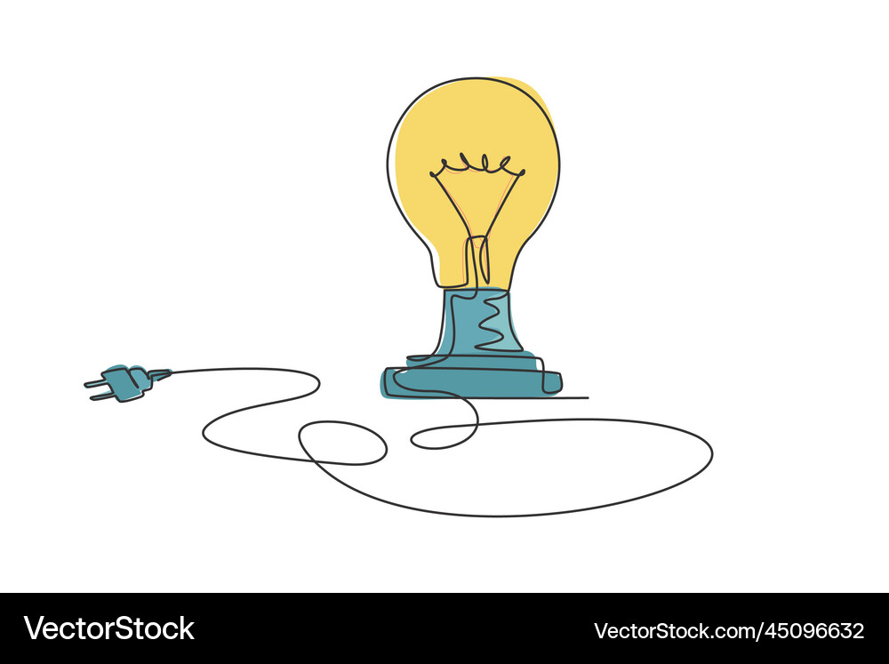 One single line drawing of light bulb Royalty Free Vector