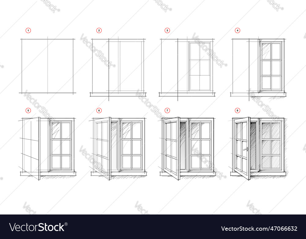 Page shows how to learn to draw sketch Royalty Free Vector