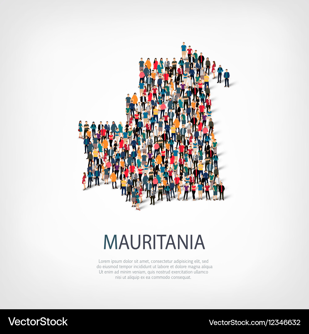 People map country Mauritania Royalty Free Vector Image