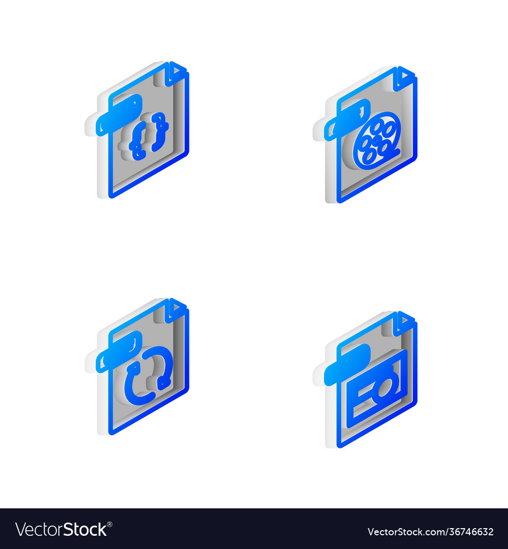 Set isometric line avi file document css gif Vector Image Set isometric line avi file document css gif Vector Image