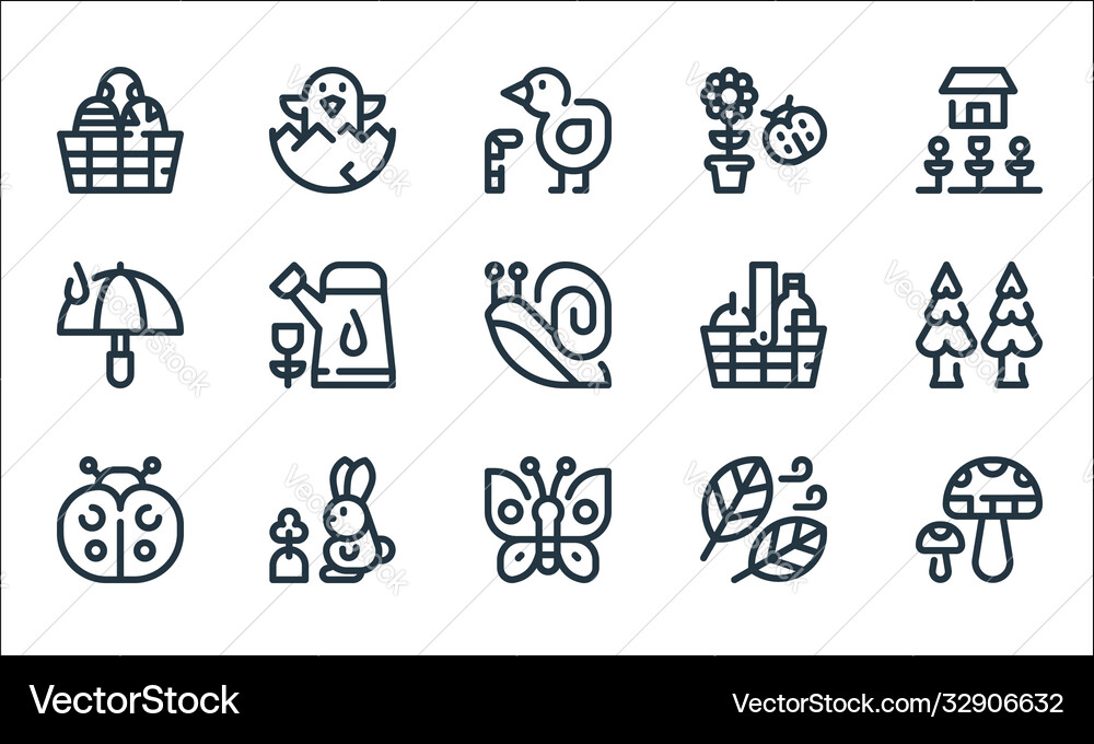 Spring season line icons linear set quality line Vector Image