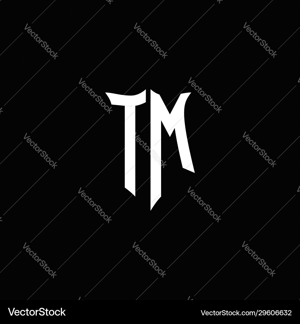 Tm monogram letter logo ribbon with shield style Vector Image