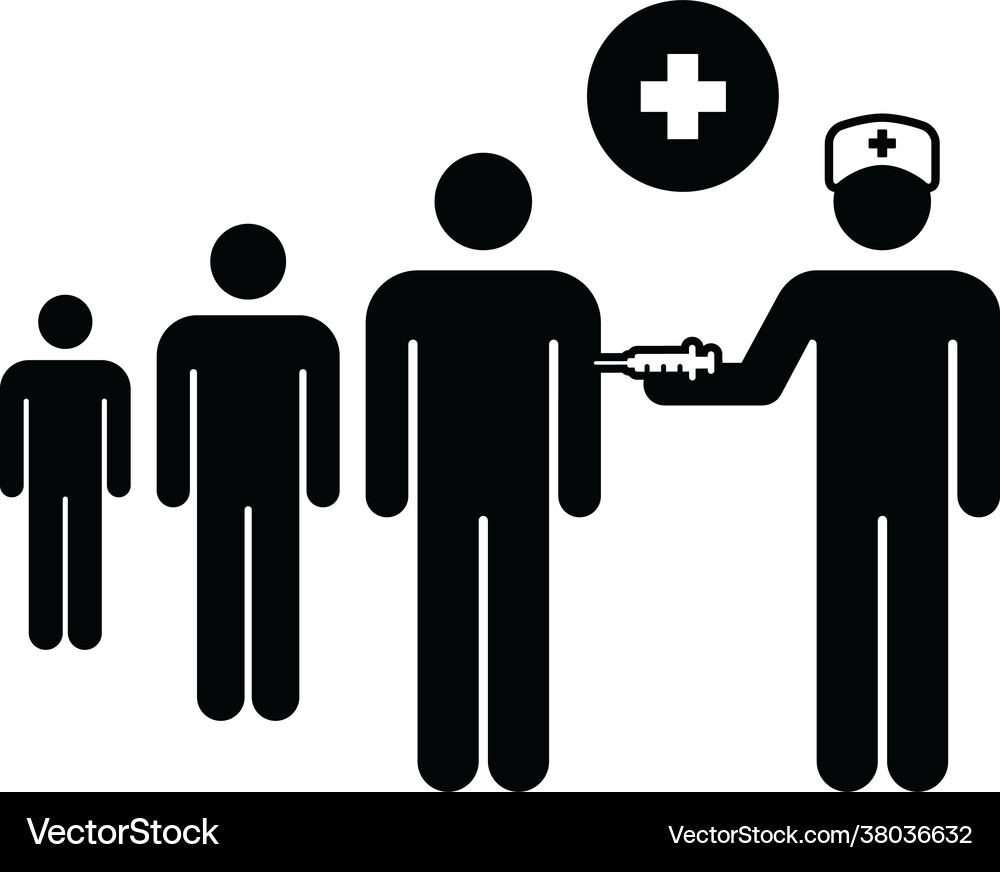 Vaccination icon with vaccine injection syringe Vector Image