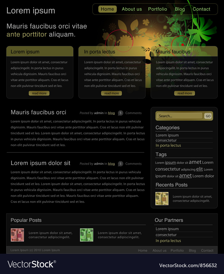 Website template Royalty Free Vector Image - VectorStock