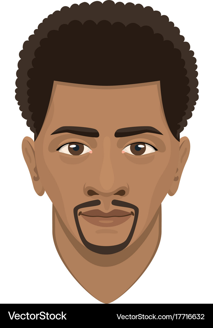 Young afro man avatar character male face portrait