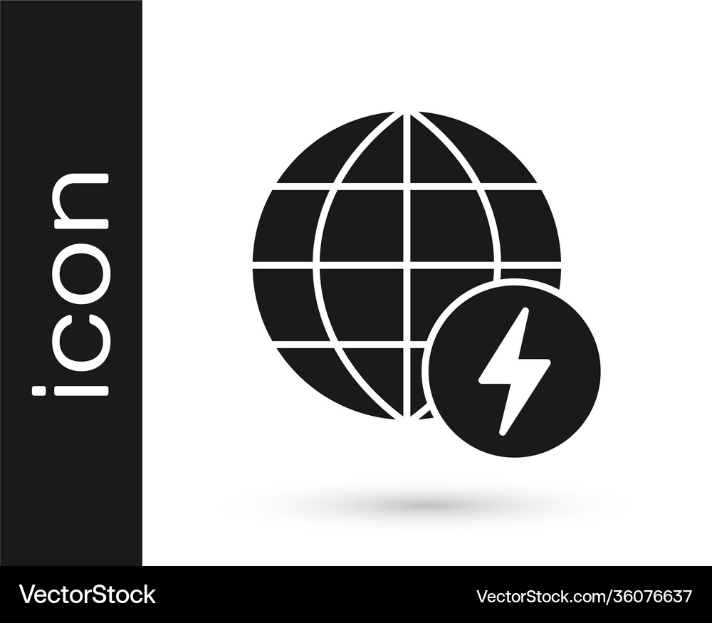 Black global energy power planet with flash Vector Image