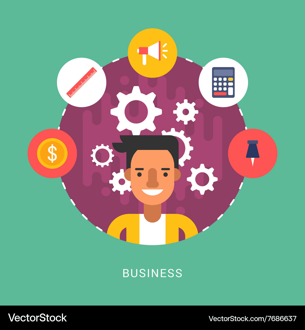 In flat design style business icons Royalty Free Vector