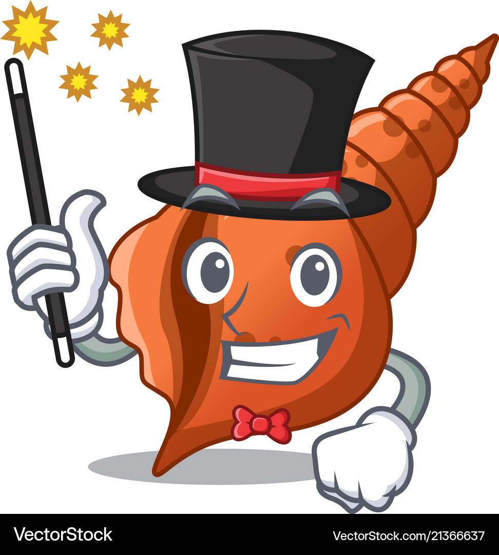 Magician long shell mascot cartoon Royalty Free Vector Image