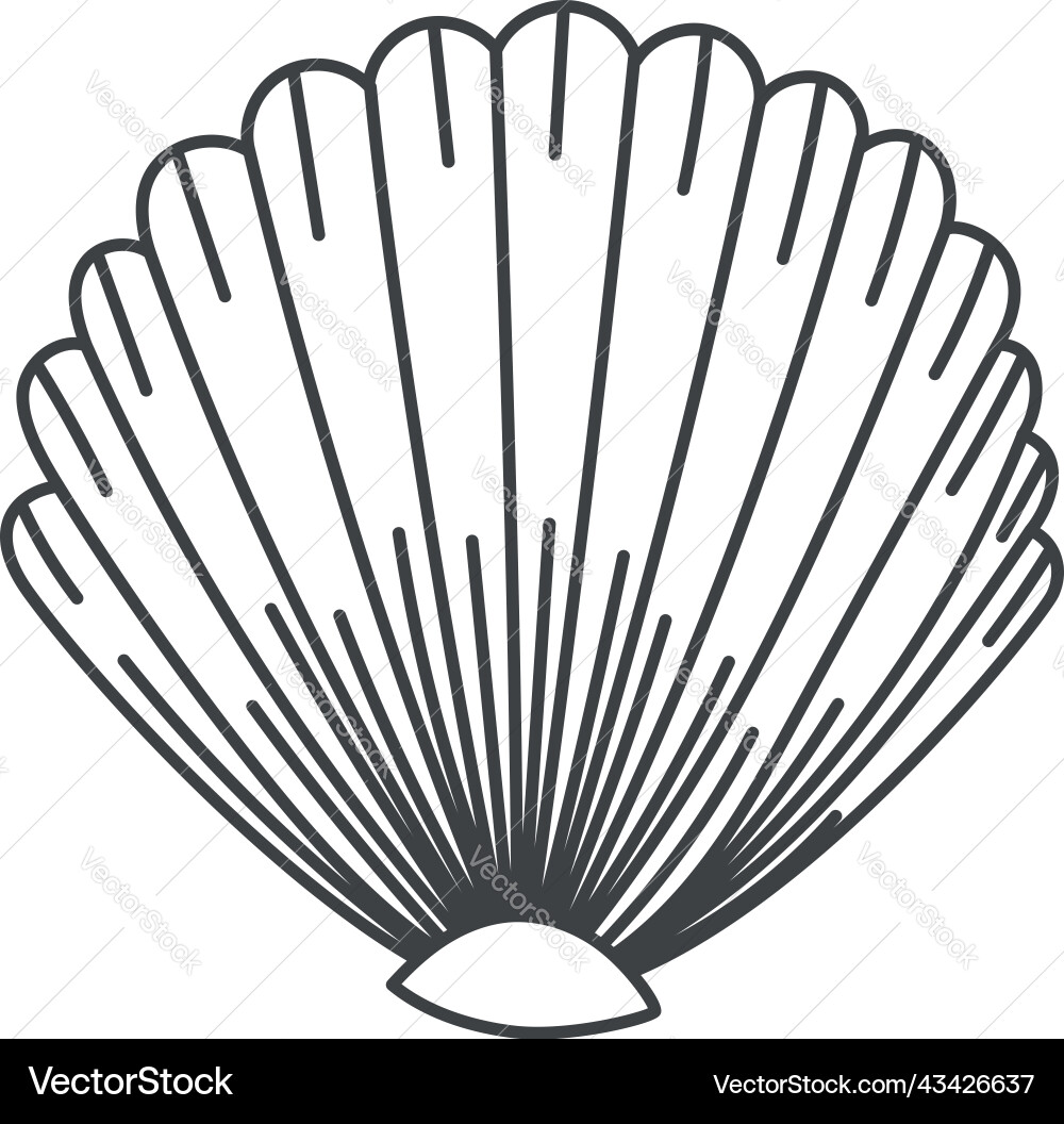 Sea scallop outline icon Royalty Free Vector Image