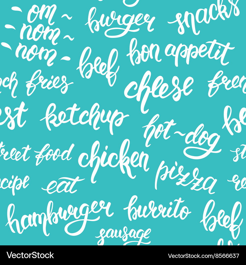 Seamless pattern with hand lettering set of words Vector Image