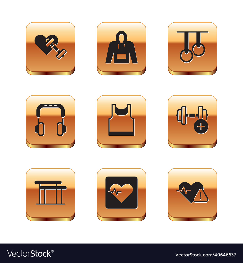 Set dumbbell with heart uneven bars heart rate Vector Image Set dumbbell with heart uneven bars heart rate Vector Image