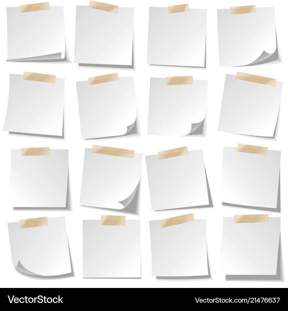 Sticky paper note with tape and shadow isolated Vector Image