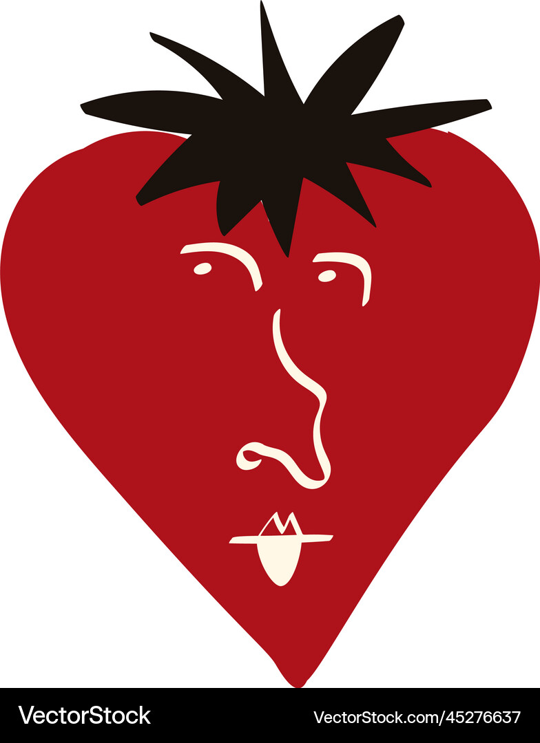Strawberry with a sad face freaky quirky Vector Image