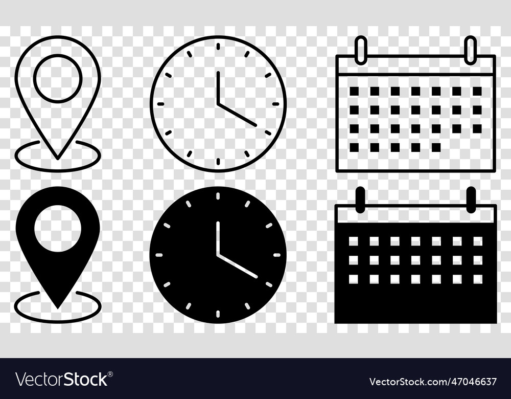 Time date and address icons Royalty Free Vector Image Time date and address icons Royalty Free Vector Image