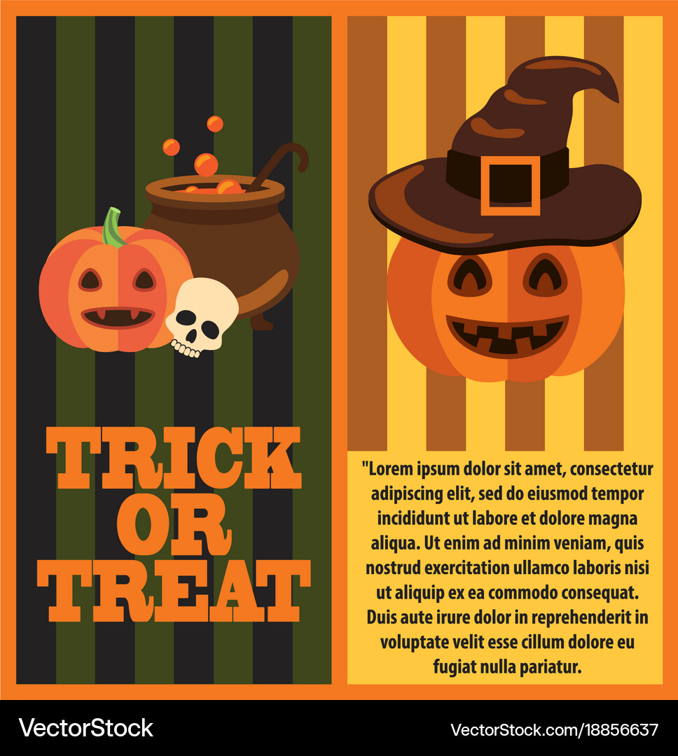 Trick or treat poster and text Royalty Free Vector Image
