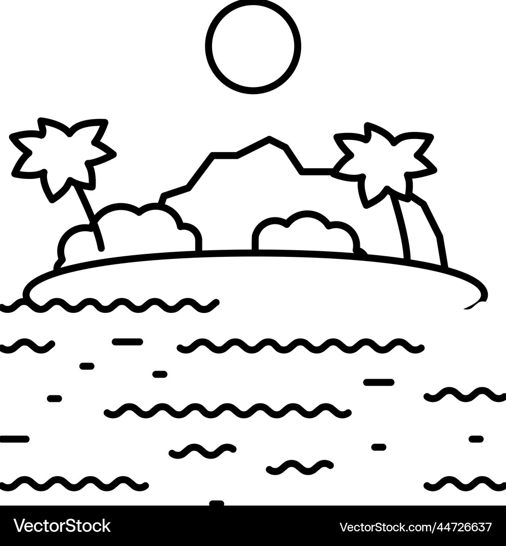 Tropical island summer line icon Royalty Free Vector Image
