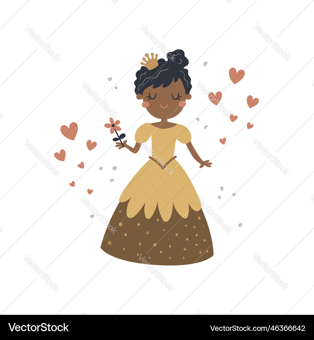 A cute black skin princess Royalty Free Vector Image