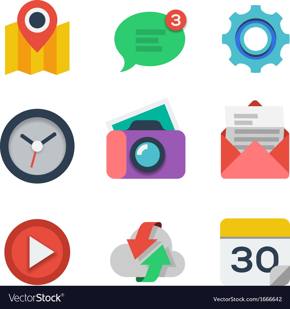 Basic flat icon set for web and mobile application