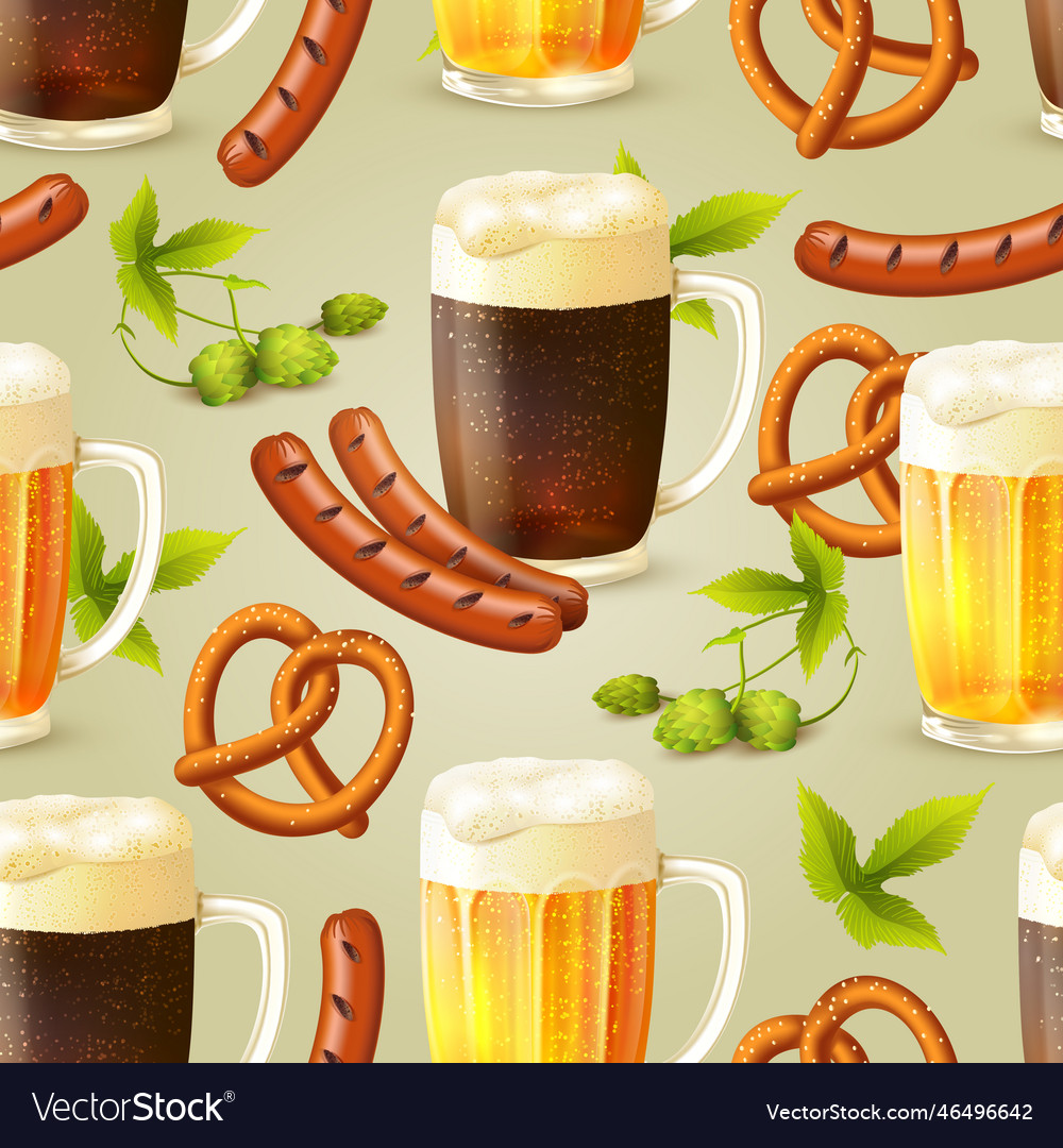 Beer seamless pattern Royalty Free Vector Image