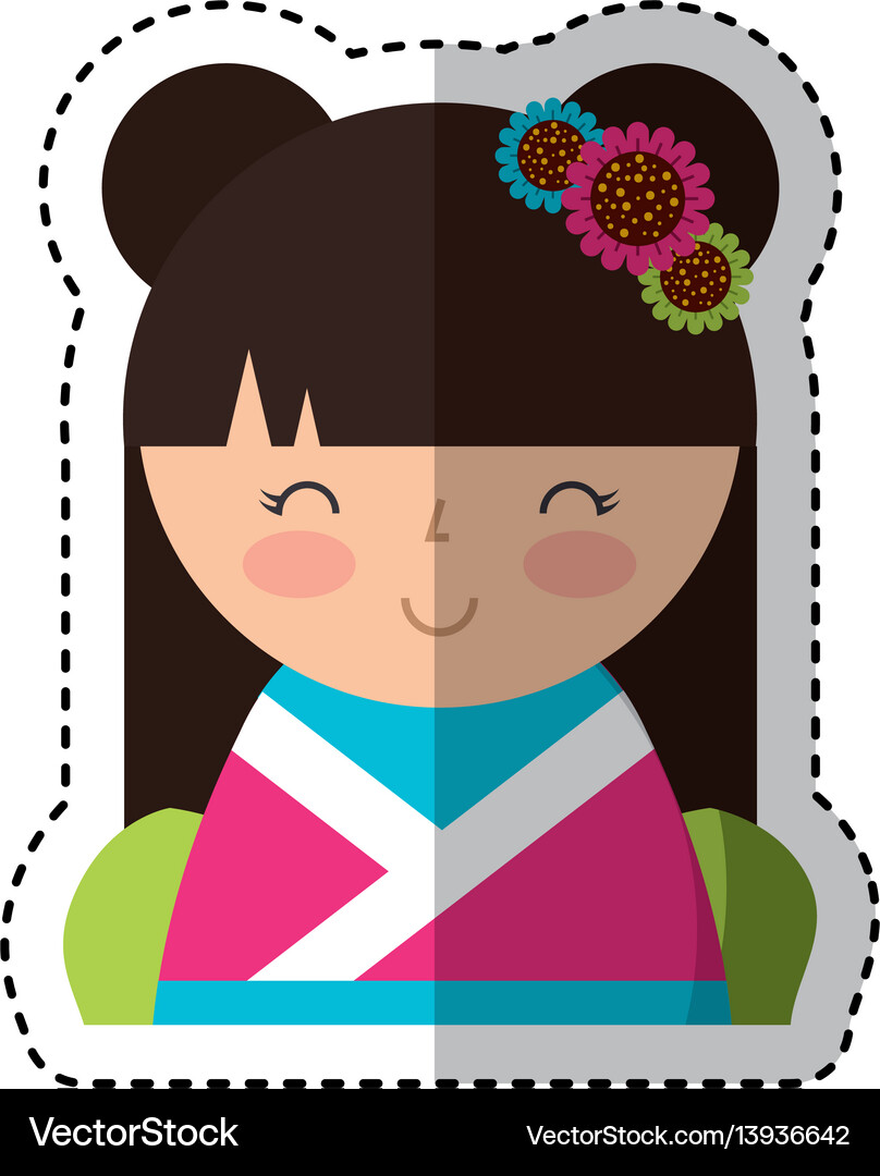 Cute japanese doll icon Royalty Free Vector Image