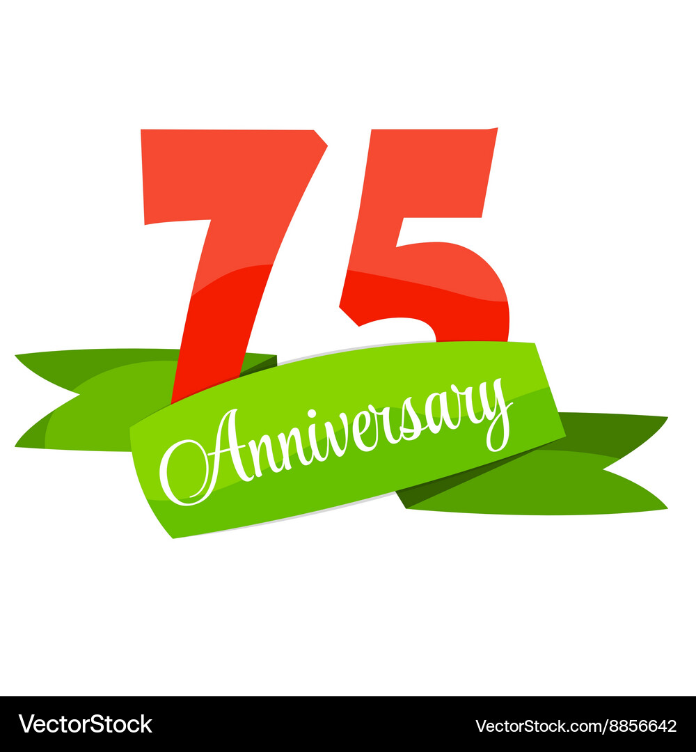 Cute template 75 years anniversary sign Royalty Free Vector