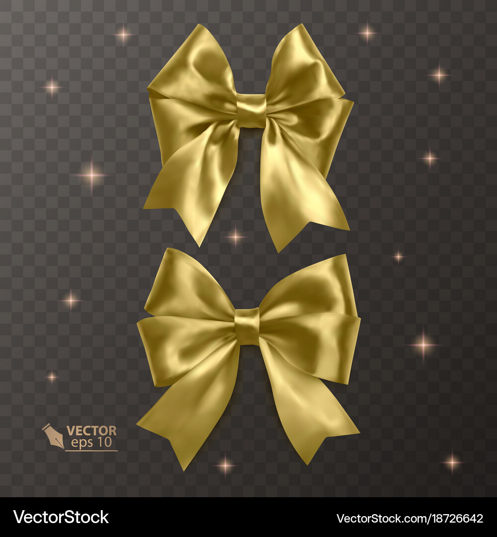 Gold realistic bows on a transparent Royalty Free Vector
