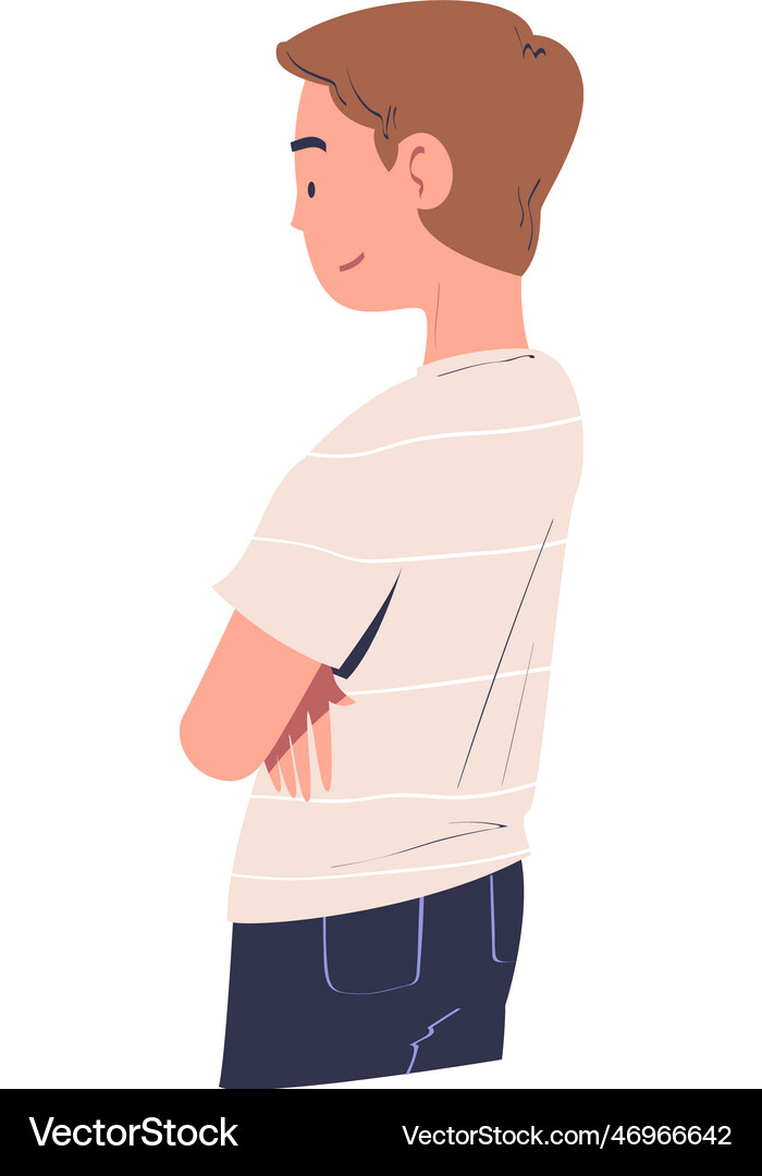 Happy man character standing with folded arms Vector Image