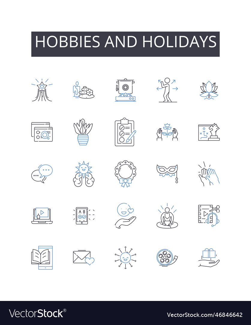 Hobbies and holidays line icons collection Vector Image Hobbies and holidays line icons collection Vector Image