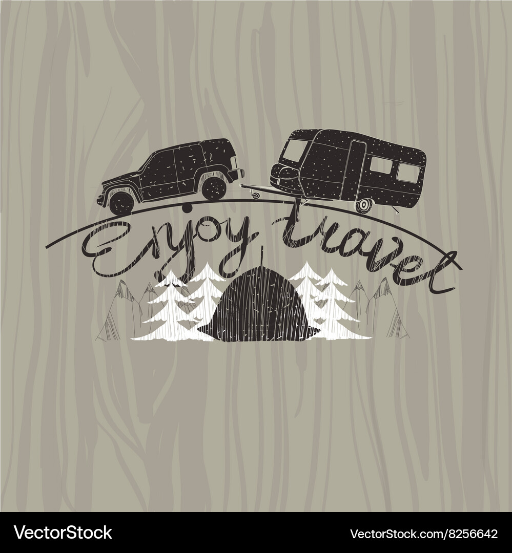 Lettering travel typographic camp calligraphy Vector Image