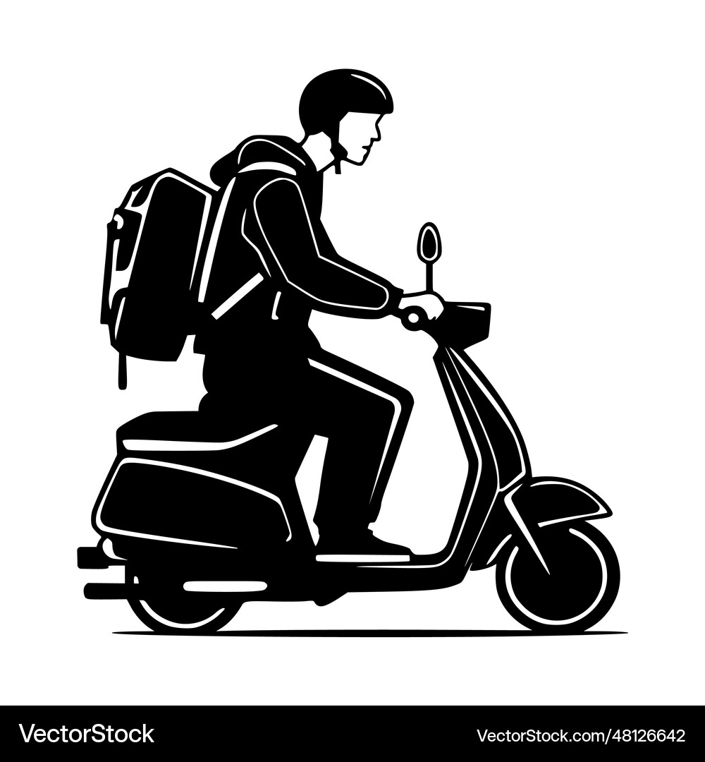 Man riding scooter delivery logo Royalty Free Vector Image