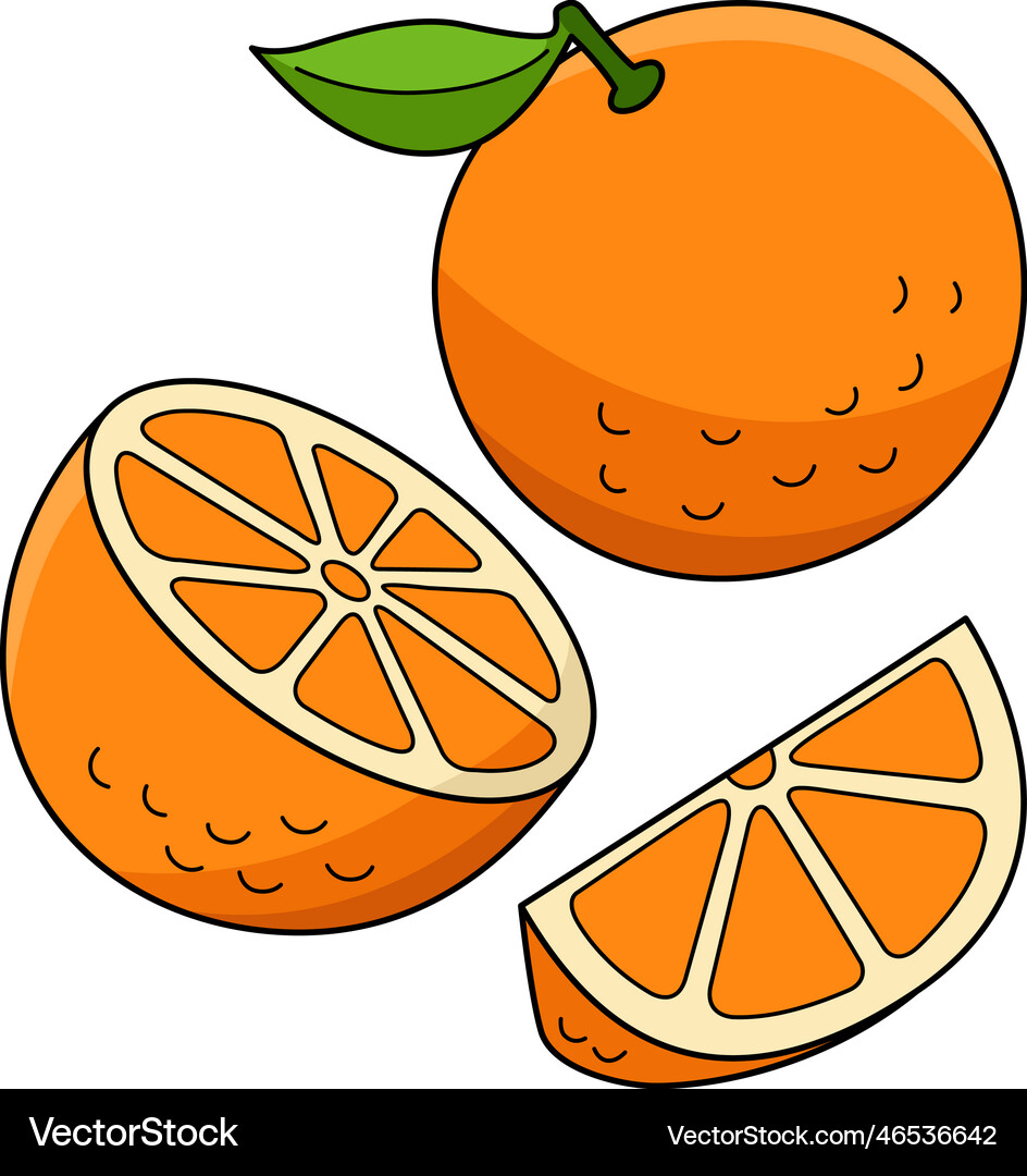 Orange fruit cartoon colored clipart Royalty Free Vector