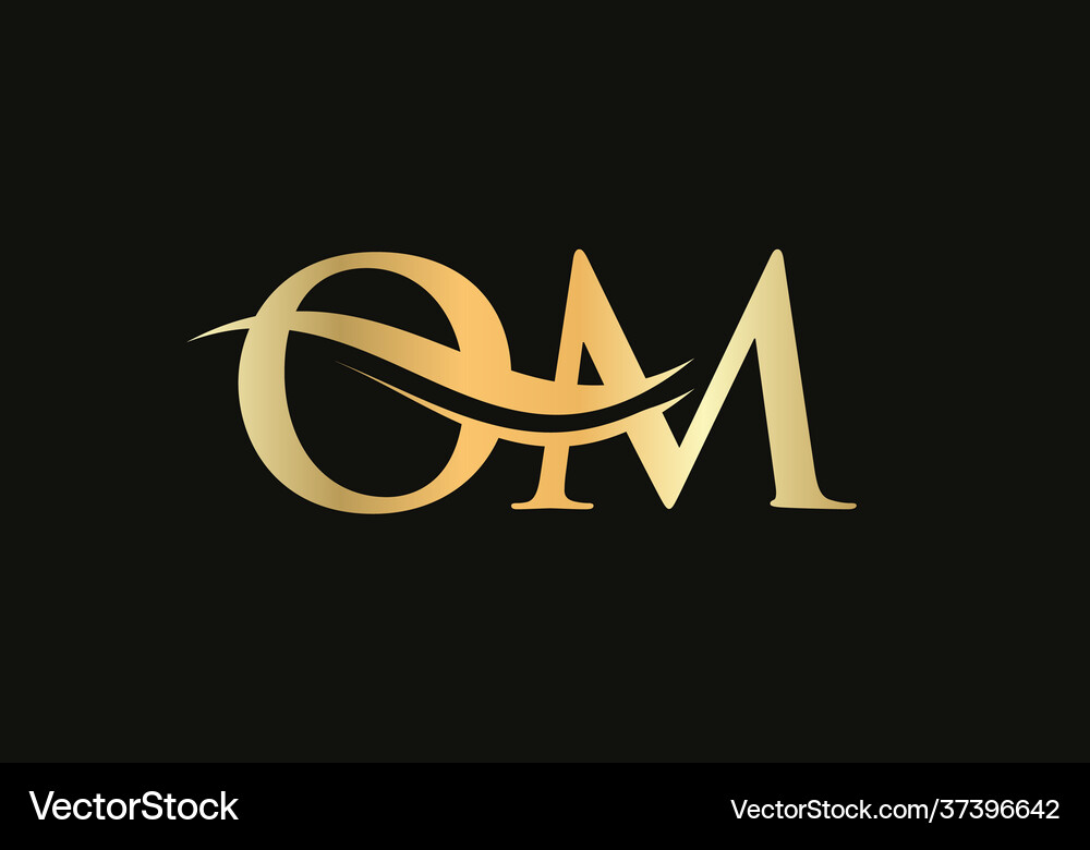 Premium letter om logo design with water wave Vector Image