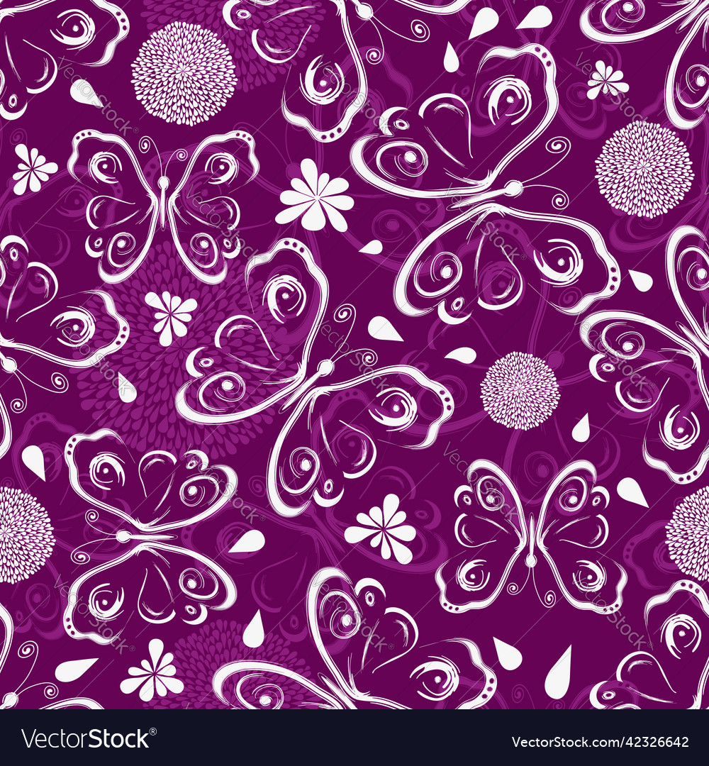 Purple seamltss pattern with openwork painted Vector Image