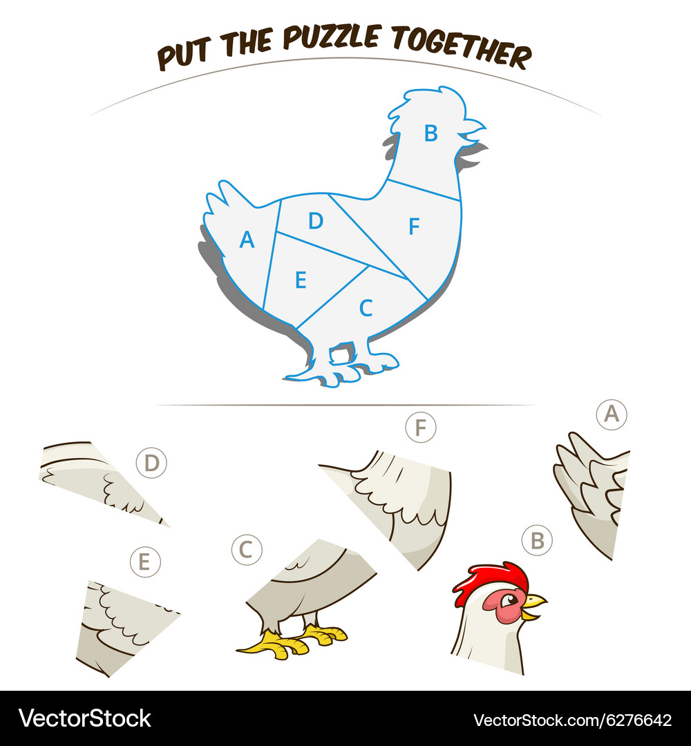 Puzzle game for children hen chicken Royalty Free Vector
