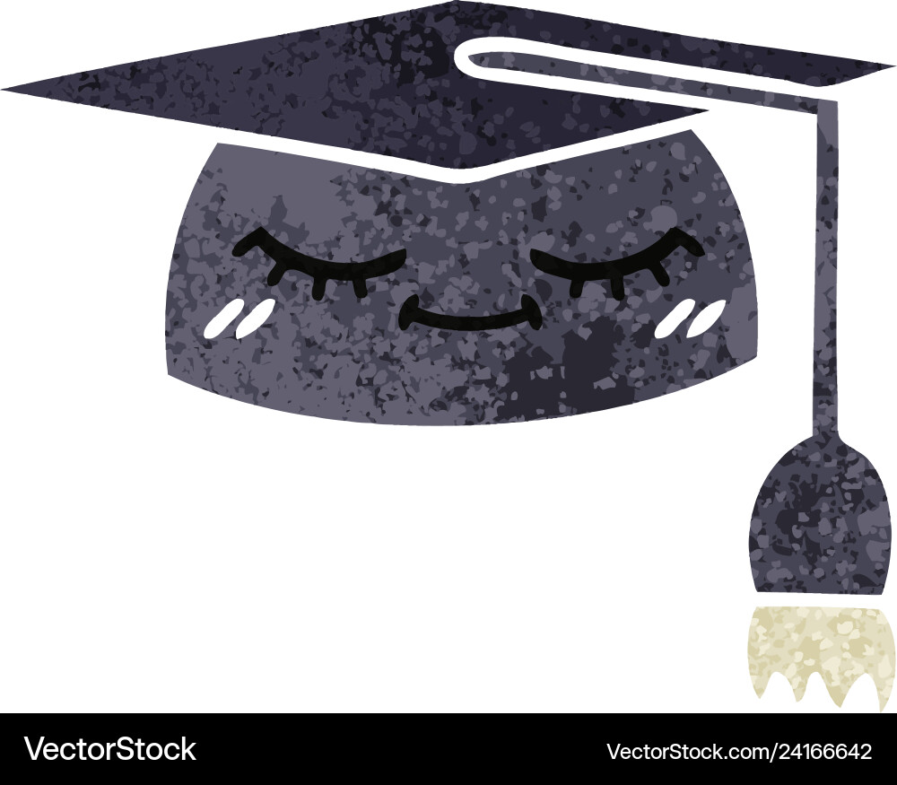 Retro style cartoon graduation hat Royalty Free Vector Image