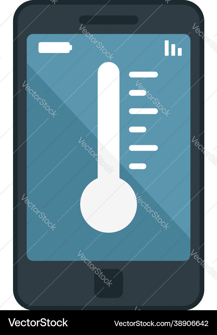 Smartphone temperature control icon flat isolated Vector Image