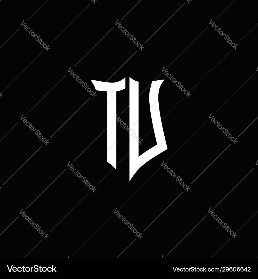 Tu monogram letter logo ribbon with shield style Vector Image
