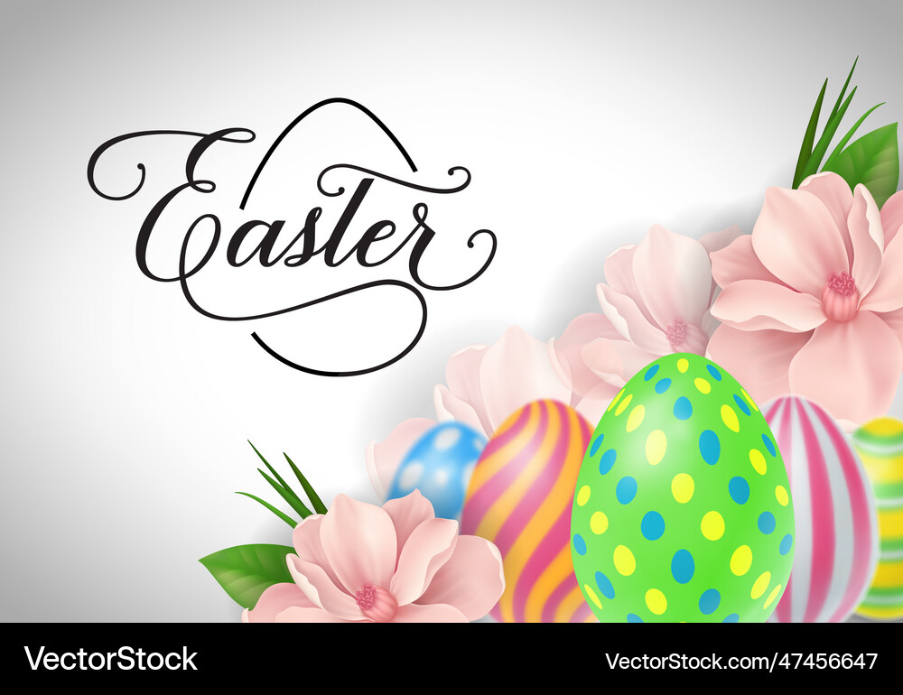 Easter lettering with swirls and eggs Royalty Free Vector