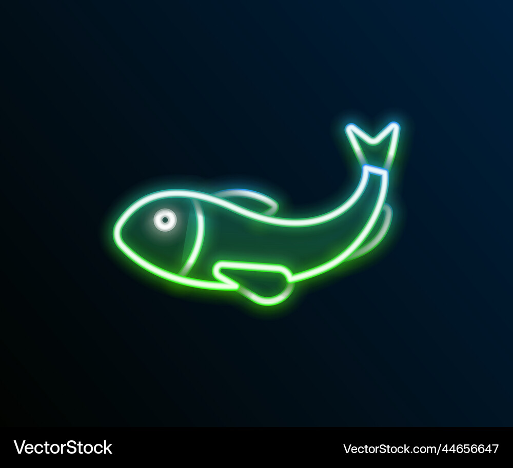 Glowing neon line dried fish icon isolated Vector Image