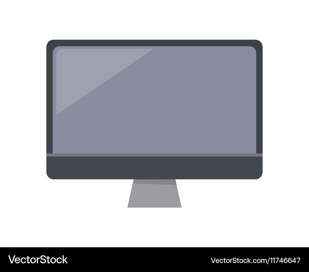 Gray computer monitor in flat Royalty Free Vector Image