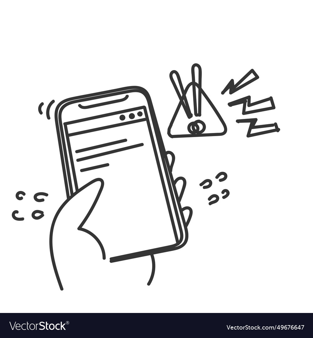 Hand drawn doodle website testing warning error Vector Image