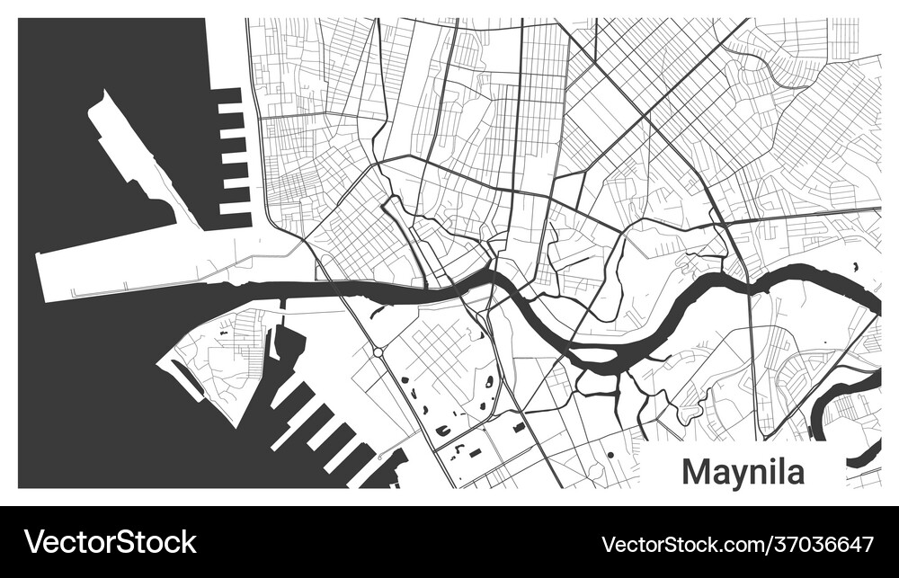 Map manila city republic philippines Royalty Free Vector
