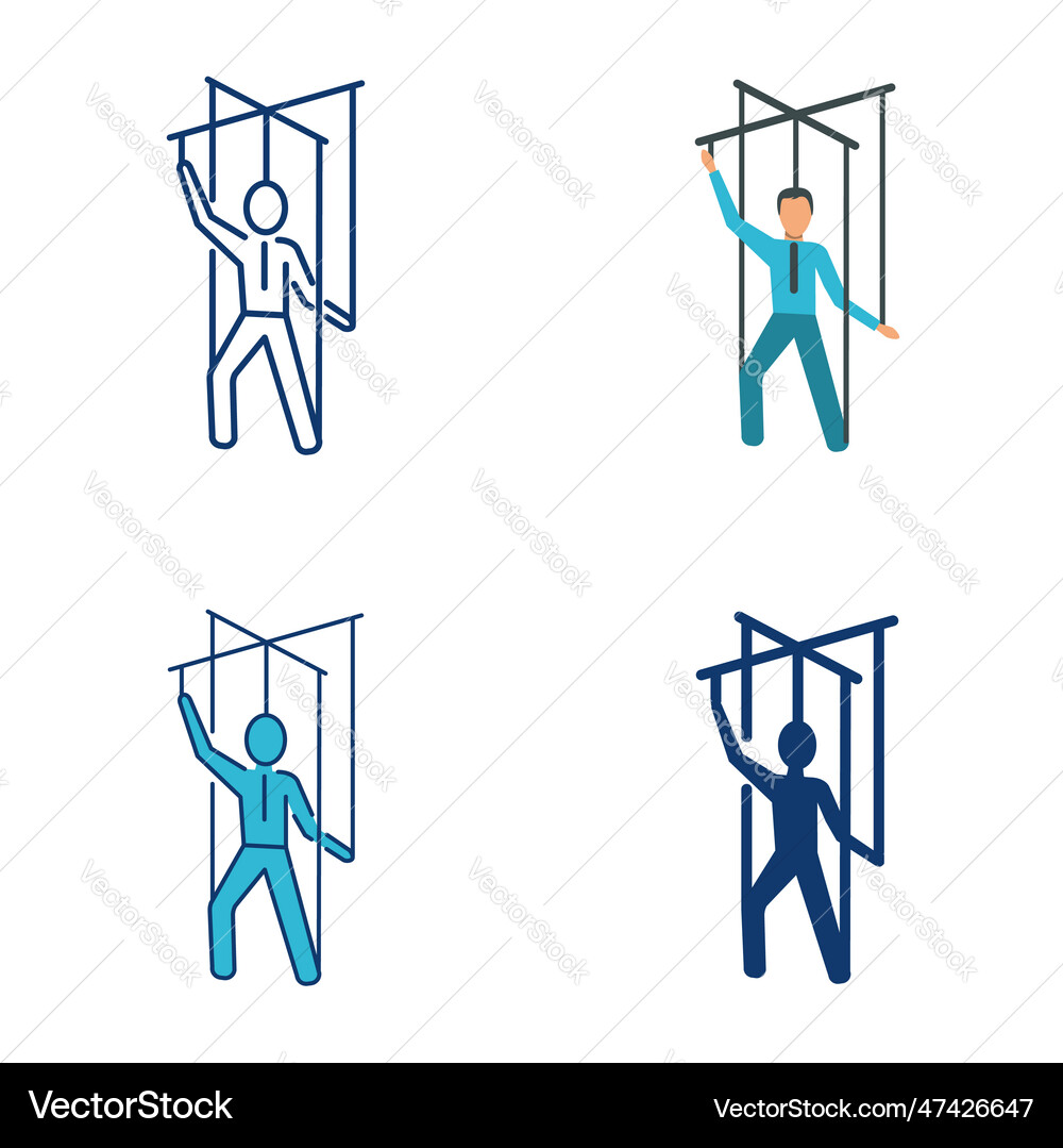 Marionette icon set in flat and line style Vector Image