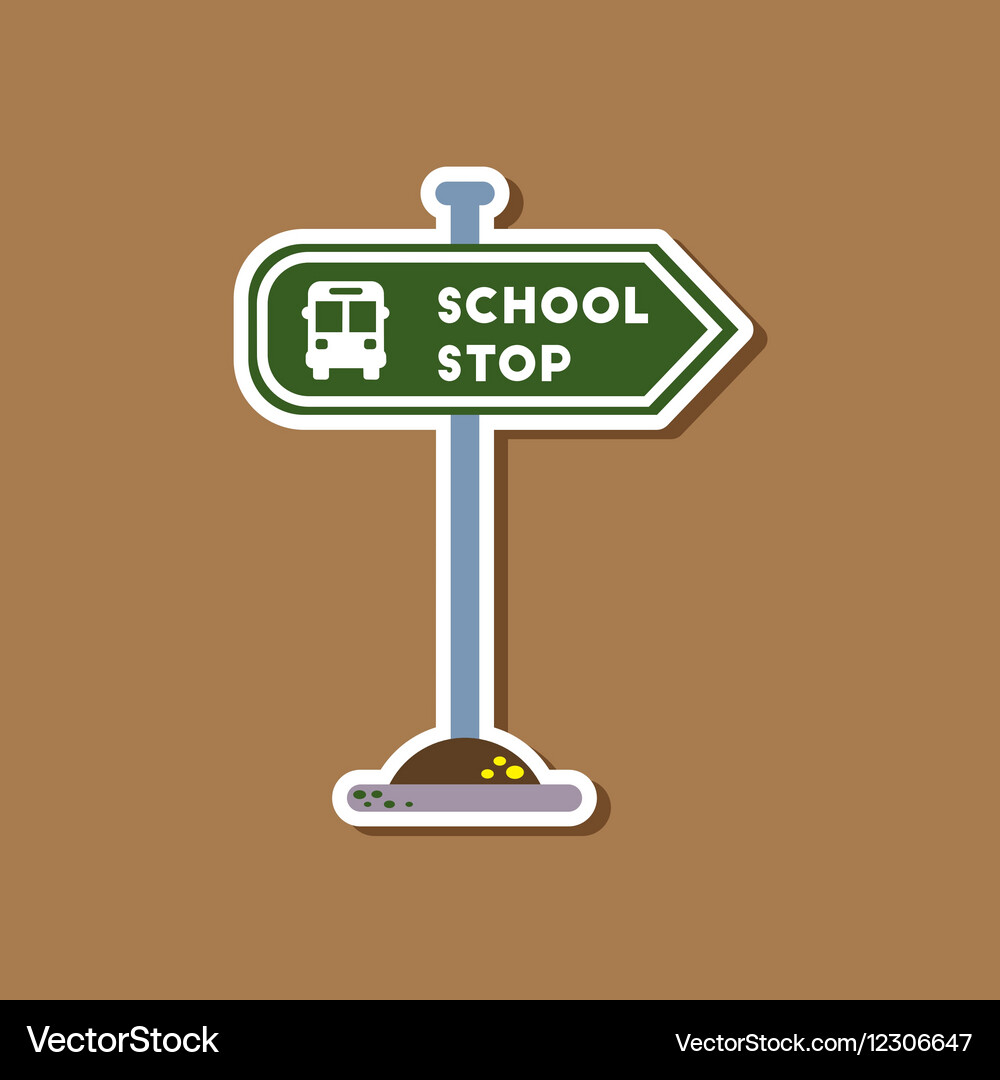 Paper sticker on stylish background school stop Vector Image