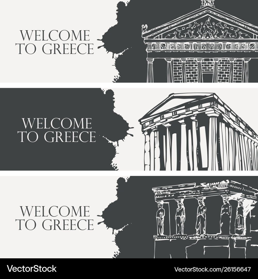Travel banners on theme ancient greece Royalty Free Vector