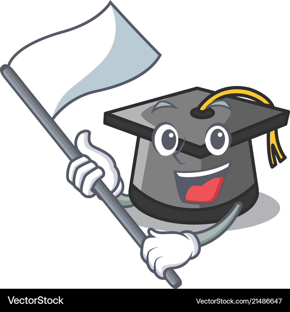 With flag graduation hat mascot cartoon Royalty Free Vector